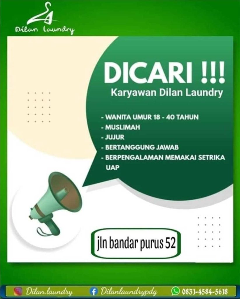[DICARI] Lowongan Kerja Karyawan Laundry - Padang - LokerMuslim.ID